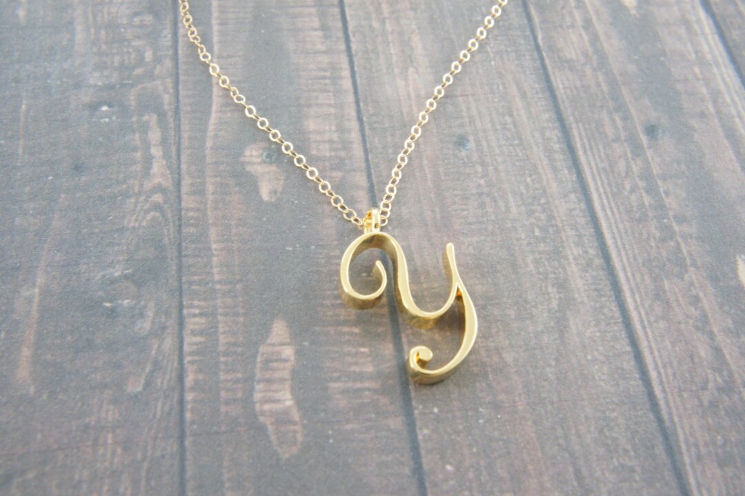 Capital Cursive Gold or Silver Letter, Alphabet, Initial y Necklace ...