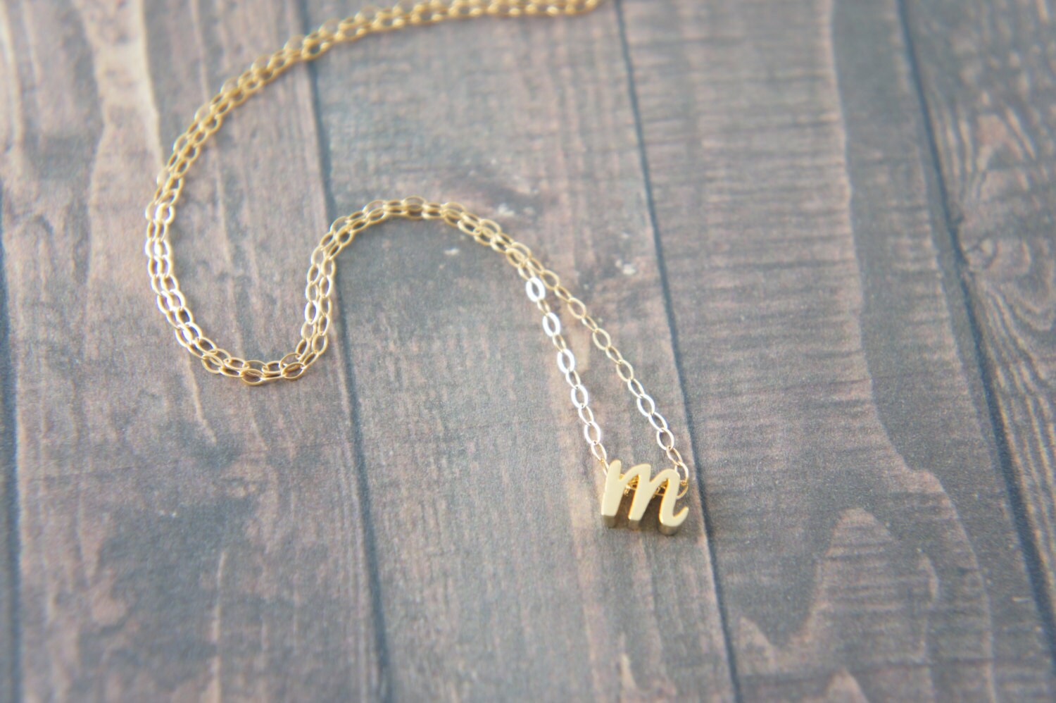 Cursive Gold Letter Alphabet Initial m Necklace - Etsy