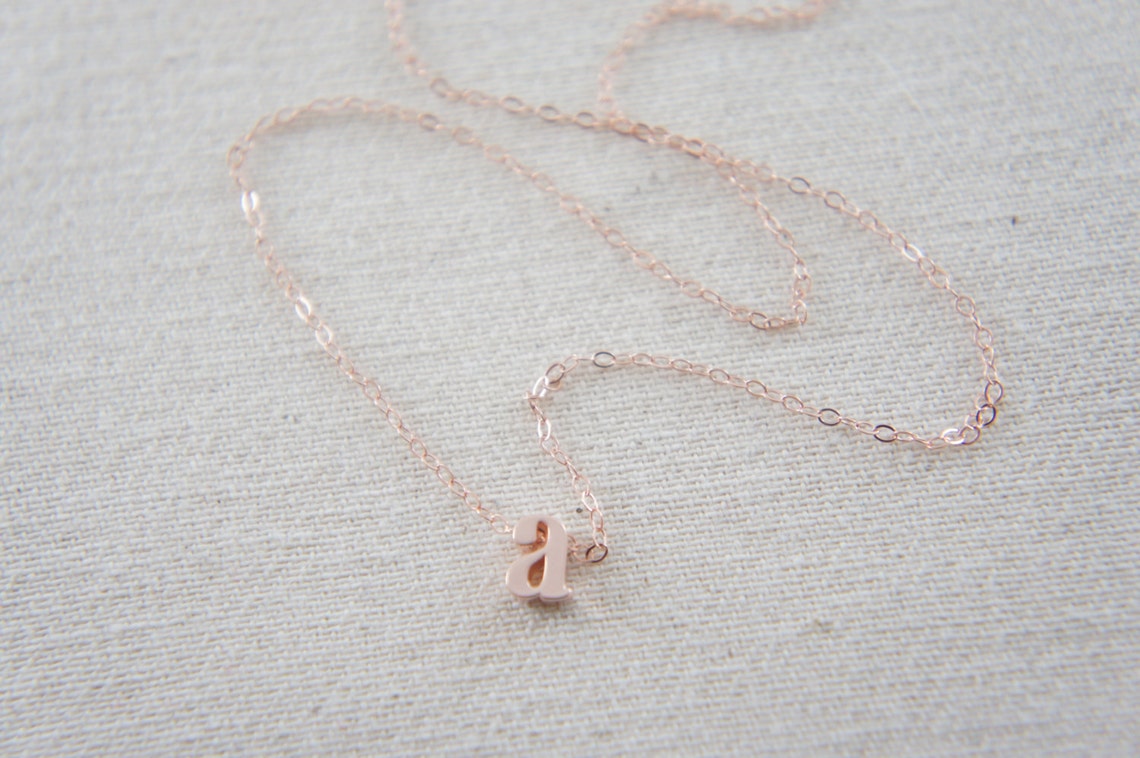 Rose Gold Letter Alphabet Initial a Necklace - Etsy