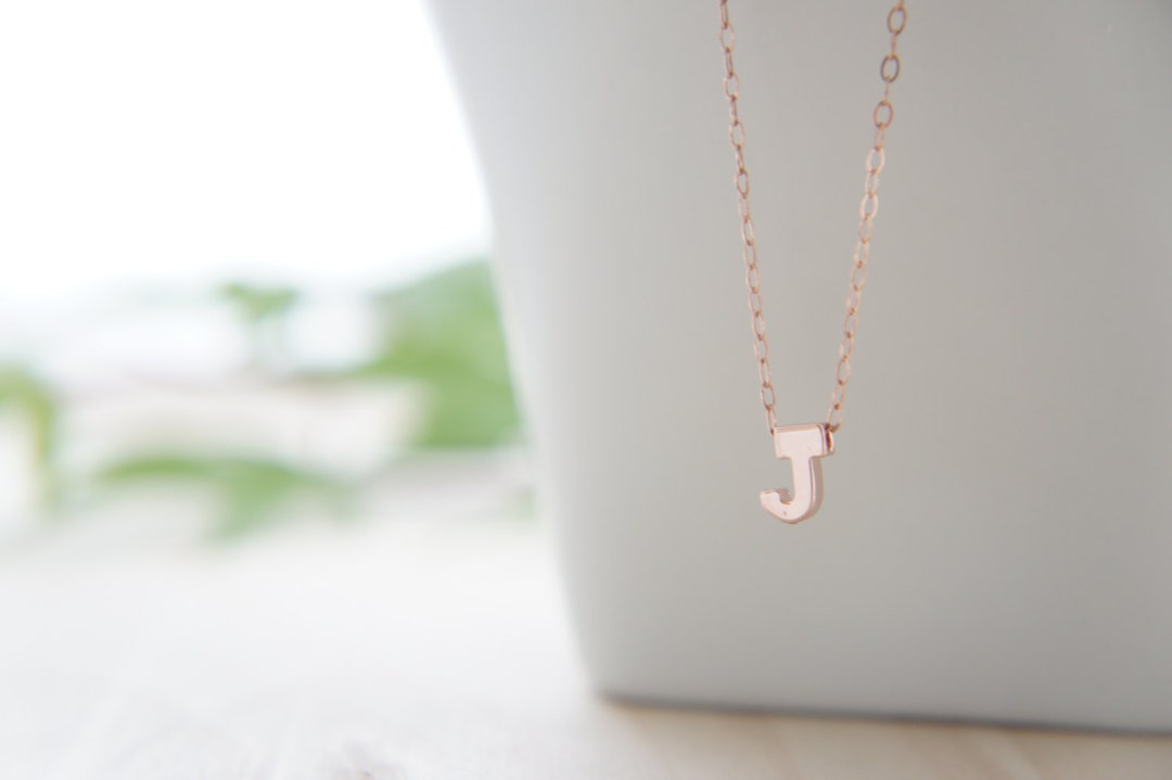 Rose Gold Letter, Alphabet, Initial Capital j Necklace, Birthday Gift ...