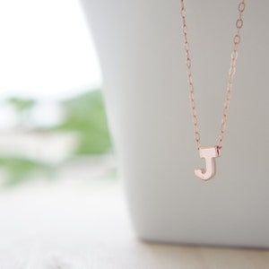 Rose Gold Letter, Alphabet, Initial Capital j Necklace, Birthday Gift ...