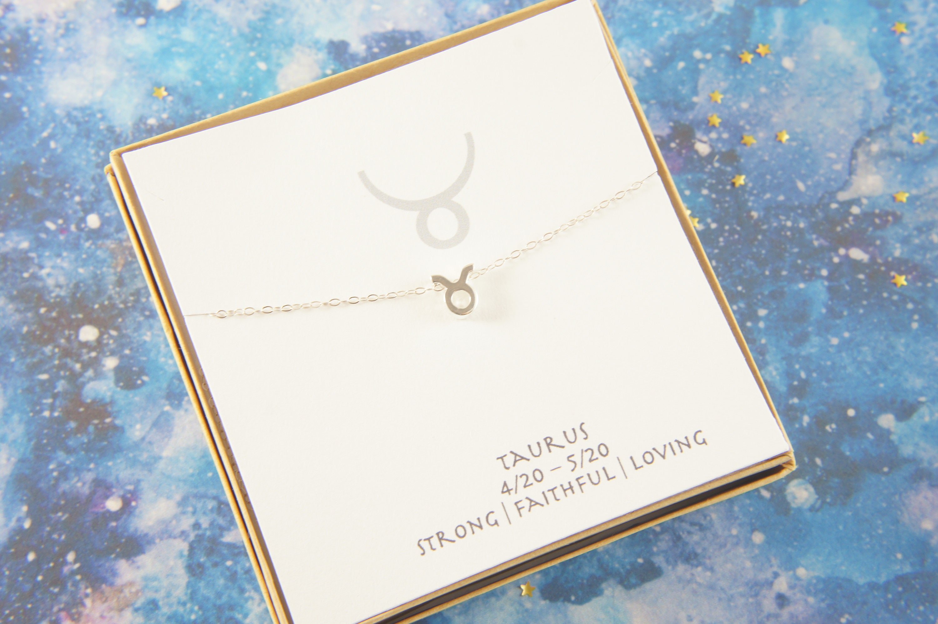 silver zodiac Taurus necklace April May birthday gift custom | Etsy