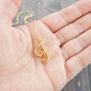 Capital Cursive Gold Letter, Alphabet, Initial f Necklace, Birthday ...