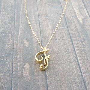 Capital Cursive Gold Letter, Alphabet, Initial f Necklace, Birthday ...