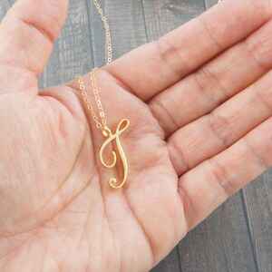Capital Cursive Gold or Silver Letter, Alphabet, Initial t Necklace ...