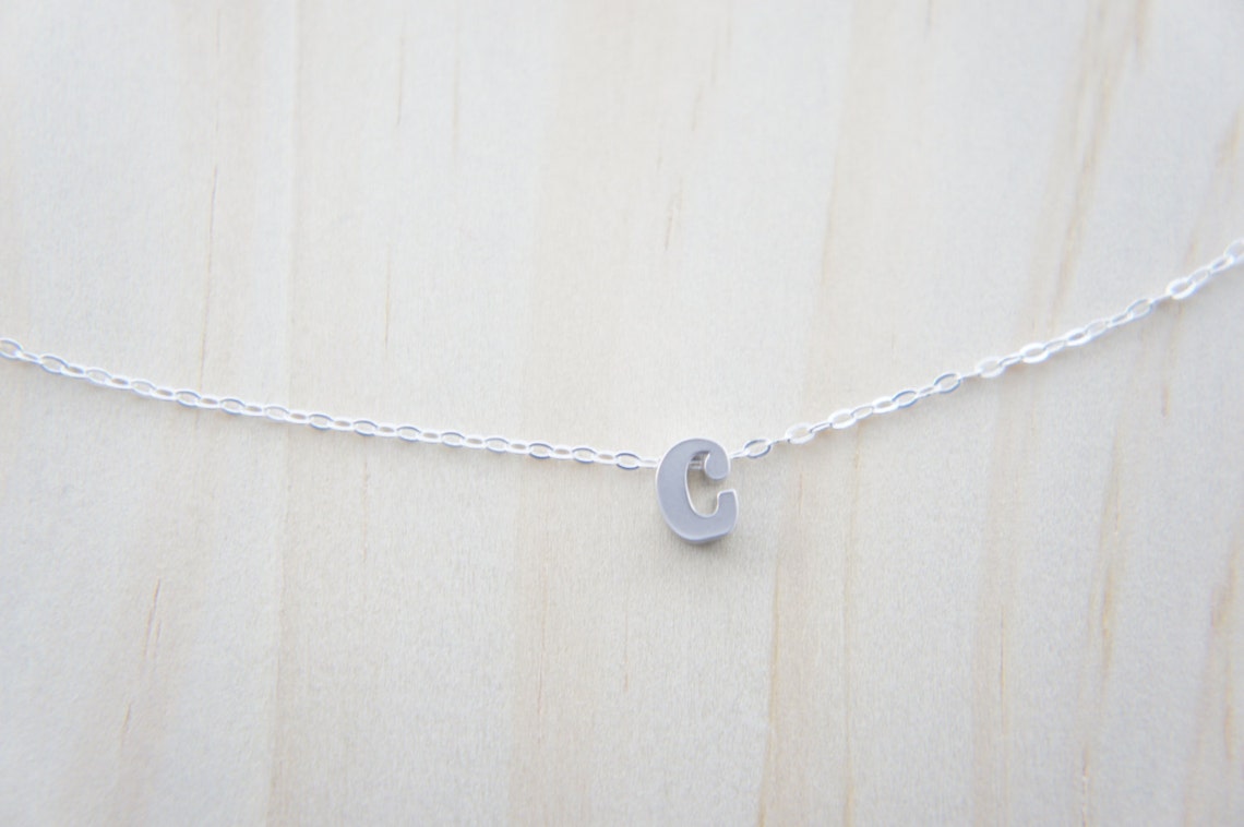 Silver Letter Alphabet Initial c Necklace | Etsy