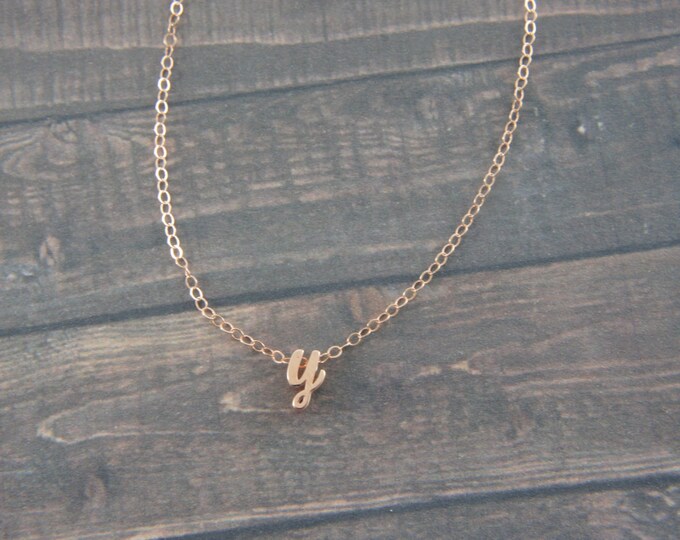 Cursive Rose Gold Letter, Alphabet, Initial "y" Necklace, Birthday Gift ...