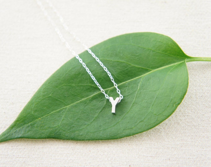 Silver Letter, Alphabet, Initial Capital "y" Necklace, Birthday Gift ...