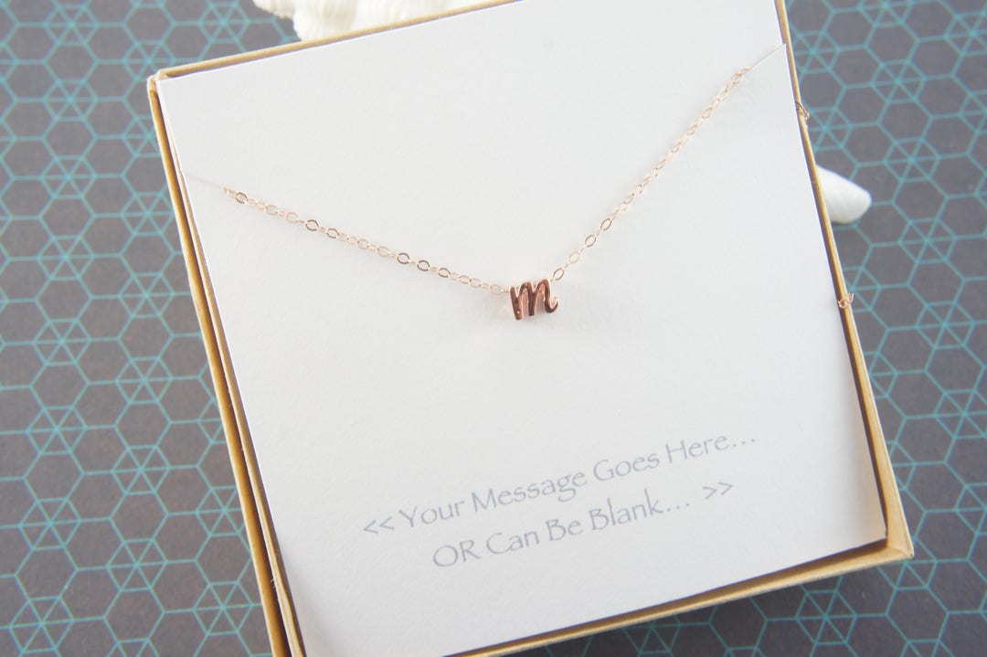 Cursive Rose Gold Letter, Alphabet, Initial m Necklace, Birthday Gift ...