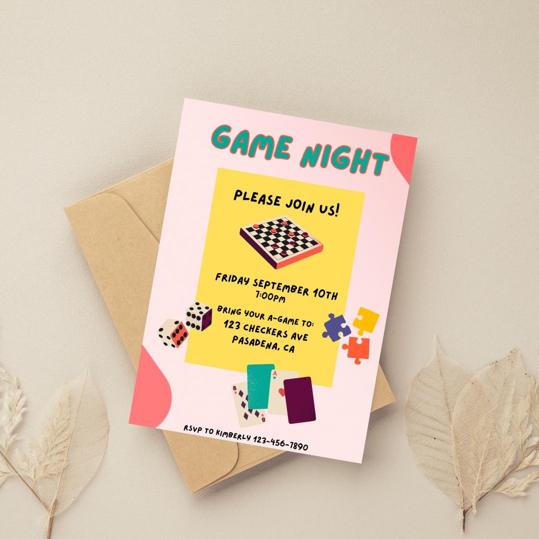 Game Night Flyer Template Editable Family Game Night Template Printable ...