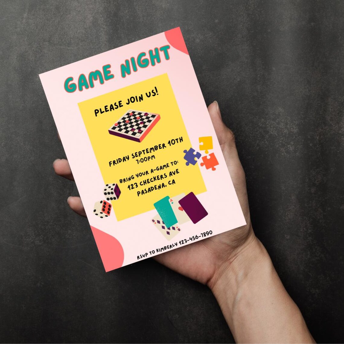 Game Night Flyer Template Editable Family Game Night Template Printable ...