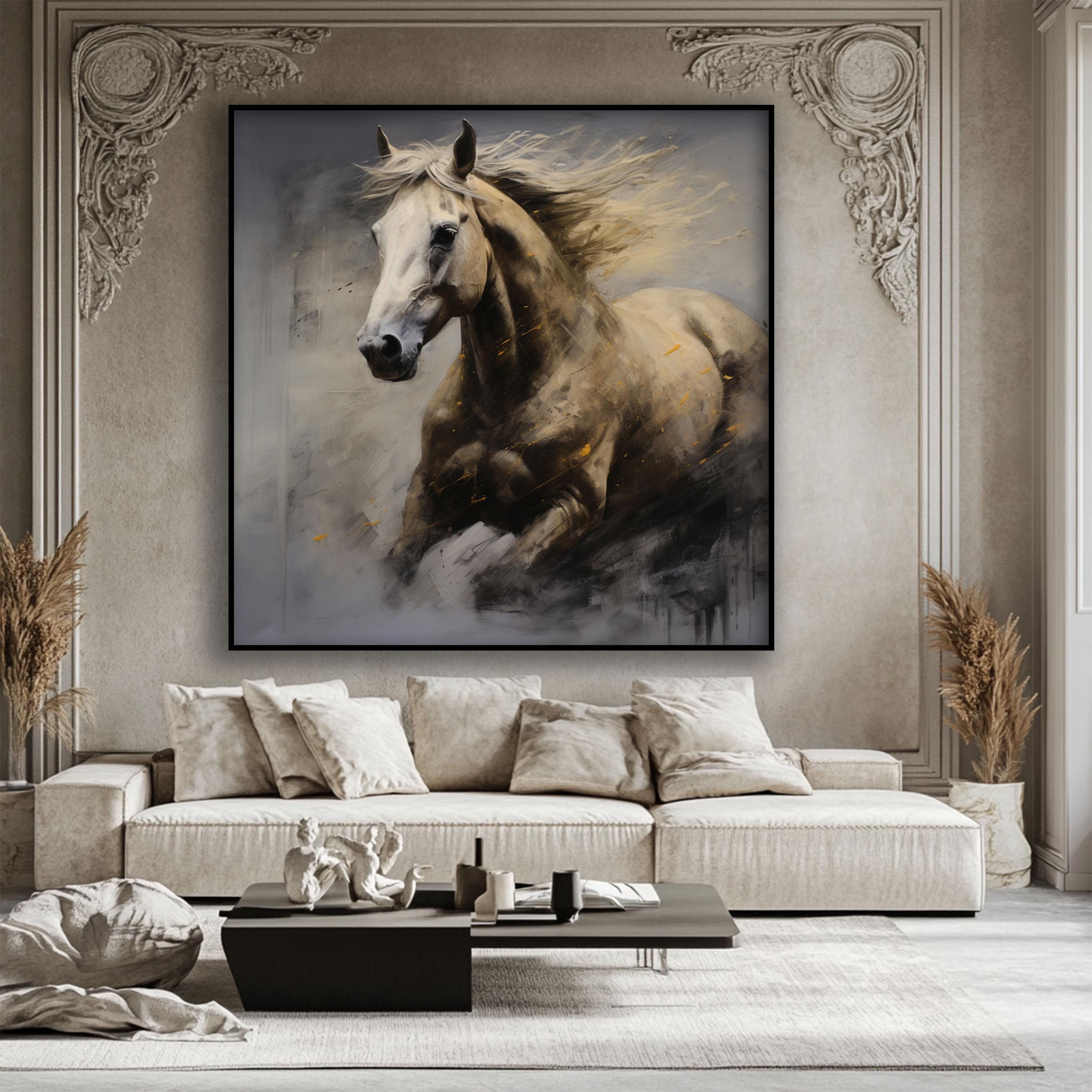 Running Horse, 100% Hand Painted Oil Painting, Brown Horse, Horse ...