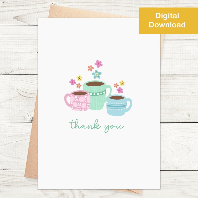 Printable Thank You Card for Coffee Lovers - Instant Download - Say ...