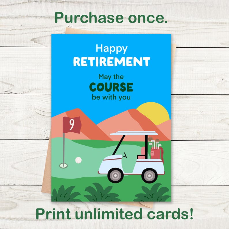Printable Golf-themed Retirement Card - Instant Digital Download - Say ...