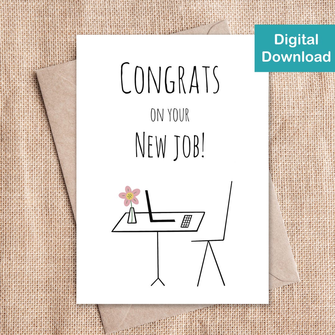 Printable New Job Congratulations Card - Instant Digital Download - Say ...