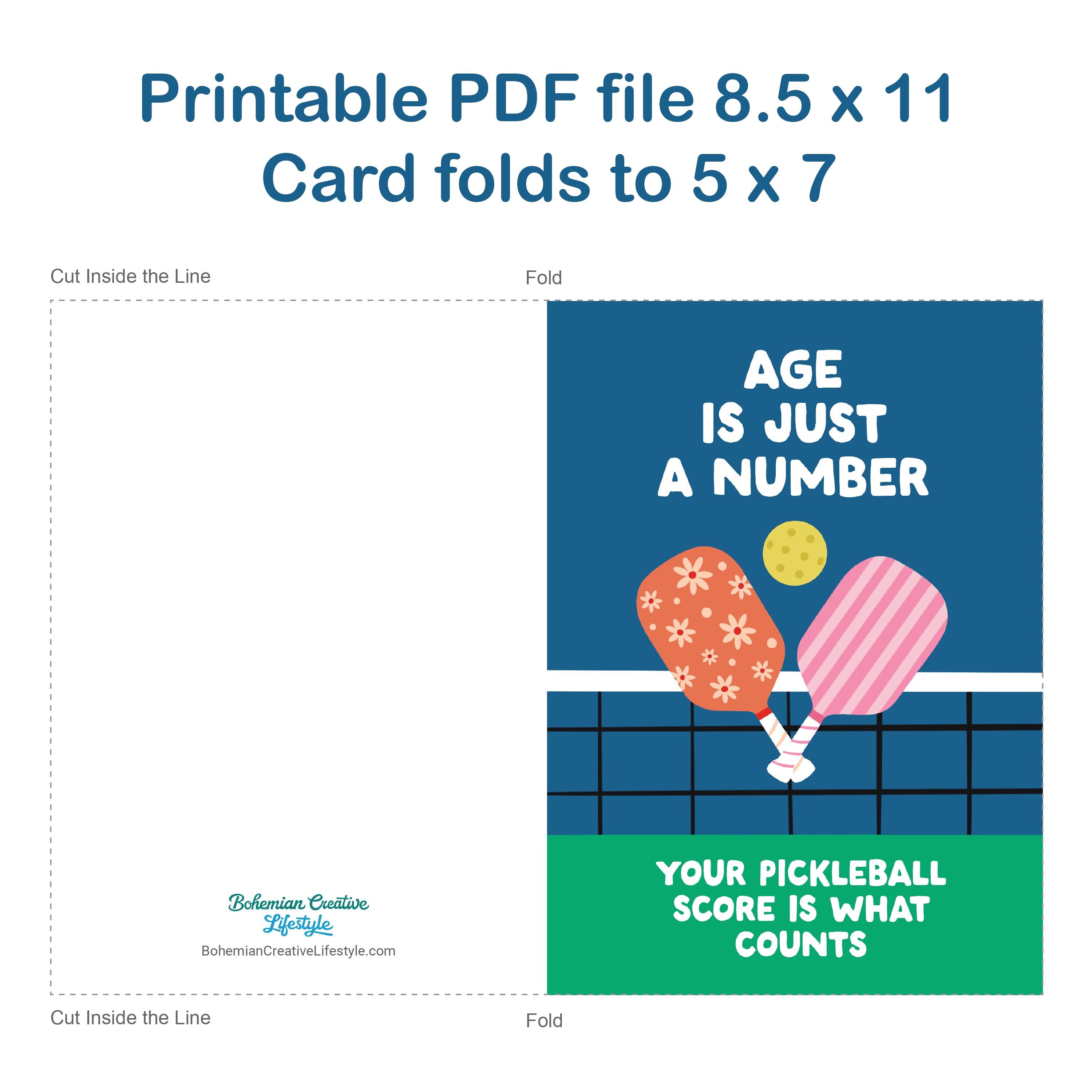 Pickleball Birthday Card: Funny Score Design (digital Download) - Etsy