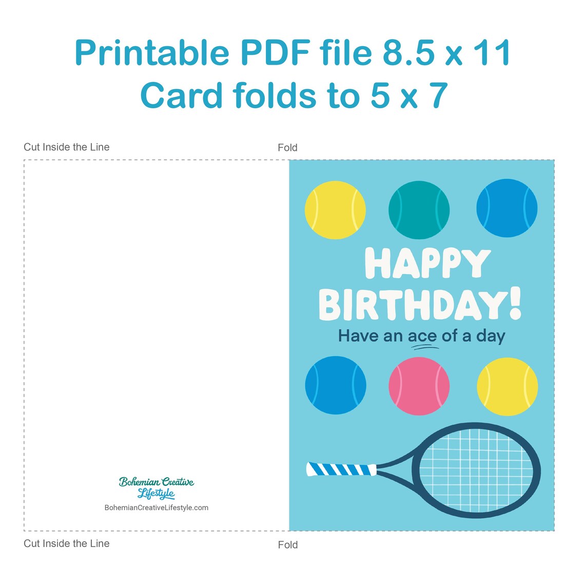 Tennis Birthday Card: Ace of a Day Greeting (digital Download) - Etsy