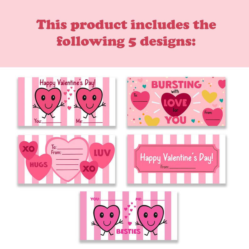 Printable Valentine's Candy Wrappers: 5 Love Designs (digital Download ...