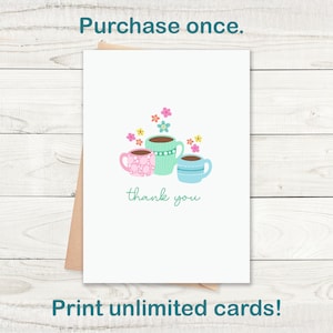 Printable Thank You Card for Coffee Lovers - Instant Download - Say ...