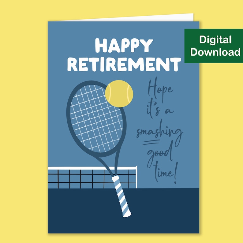 Printable Tennis-theme Retirement Card - Instant Digital Download - Say ...