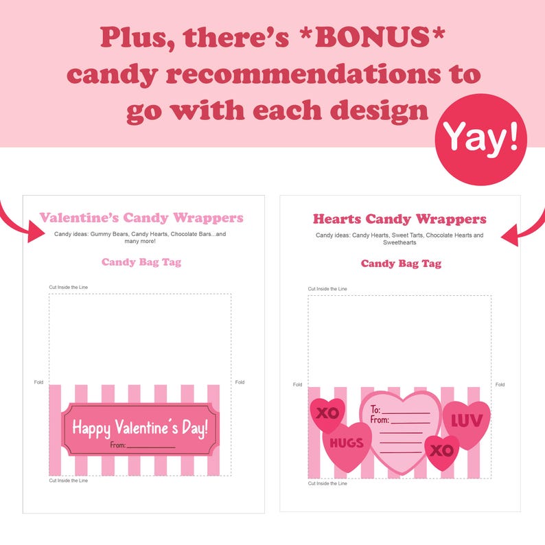 Printable Valentine's Candy Wrappers: 5 Love Designs (digital Download ...