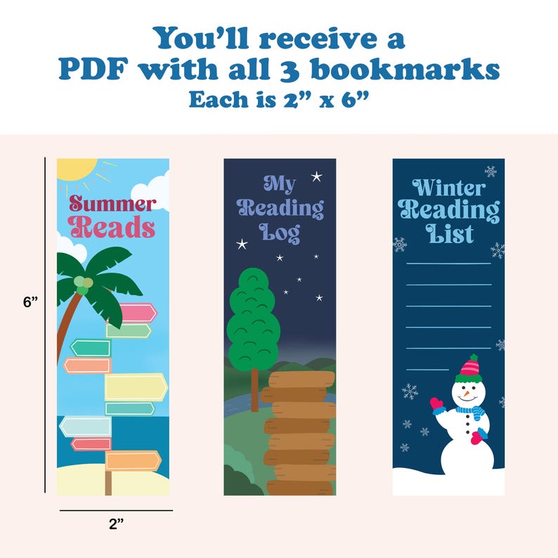 Printable Reading Log Bookmarks: Set of 3, Reading Tracker (digital ...
