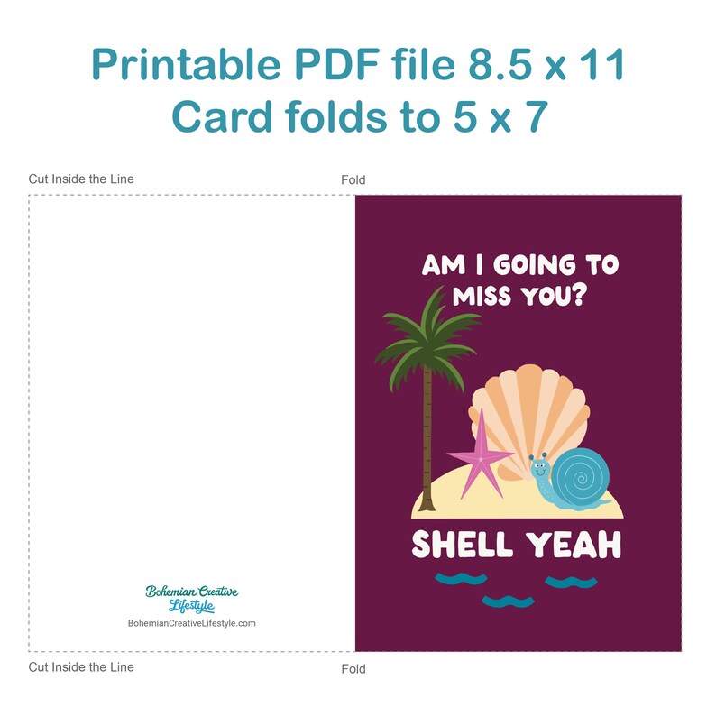 Cute Printable Miss You Card - Instant Download - Bon Voyage, Goodbye ...