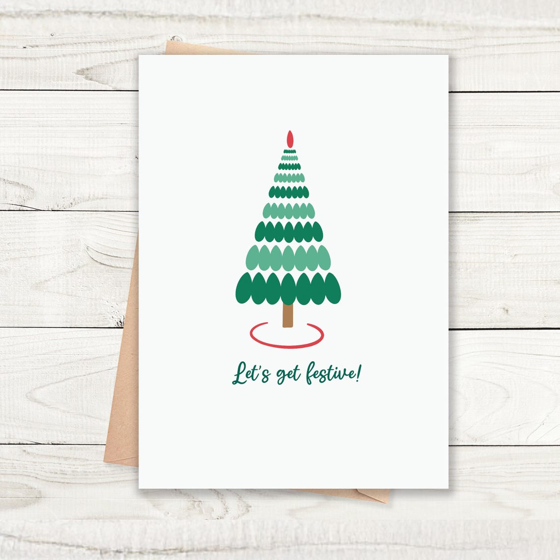 Printable Christmas Card - Digital Download - Festive Christmas Tree ...