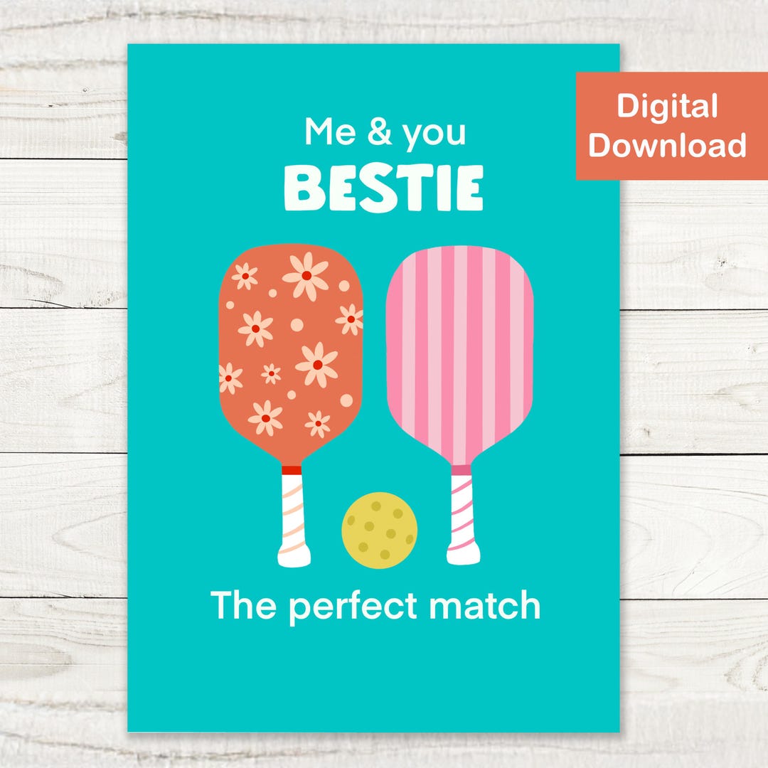Printable Pickleball-themed Friendship Card - Instant Digital Download ...