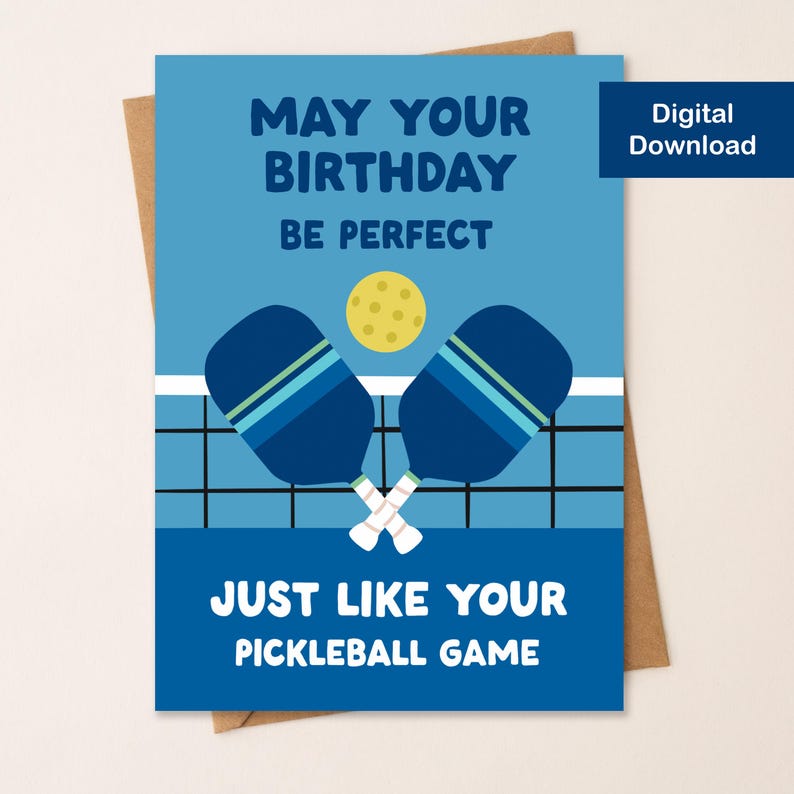 Printable Pickleball Birthday Card - Digital Download - Cute Happy ...