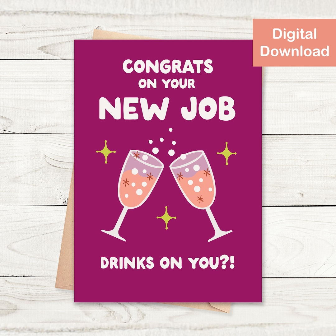 Printable New Job Congratulations Card Instant Digital Download Funny ...
