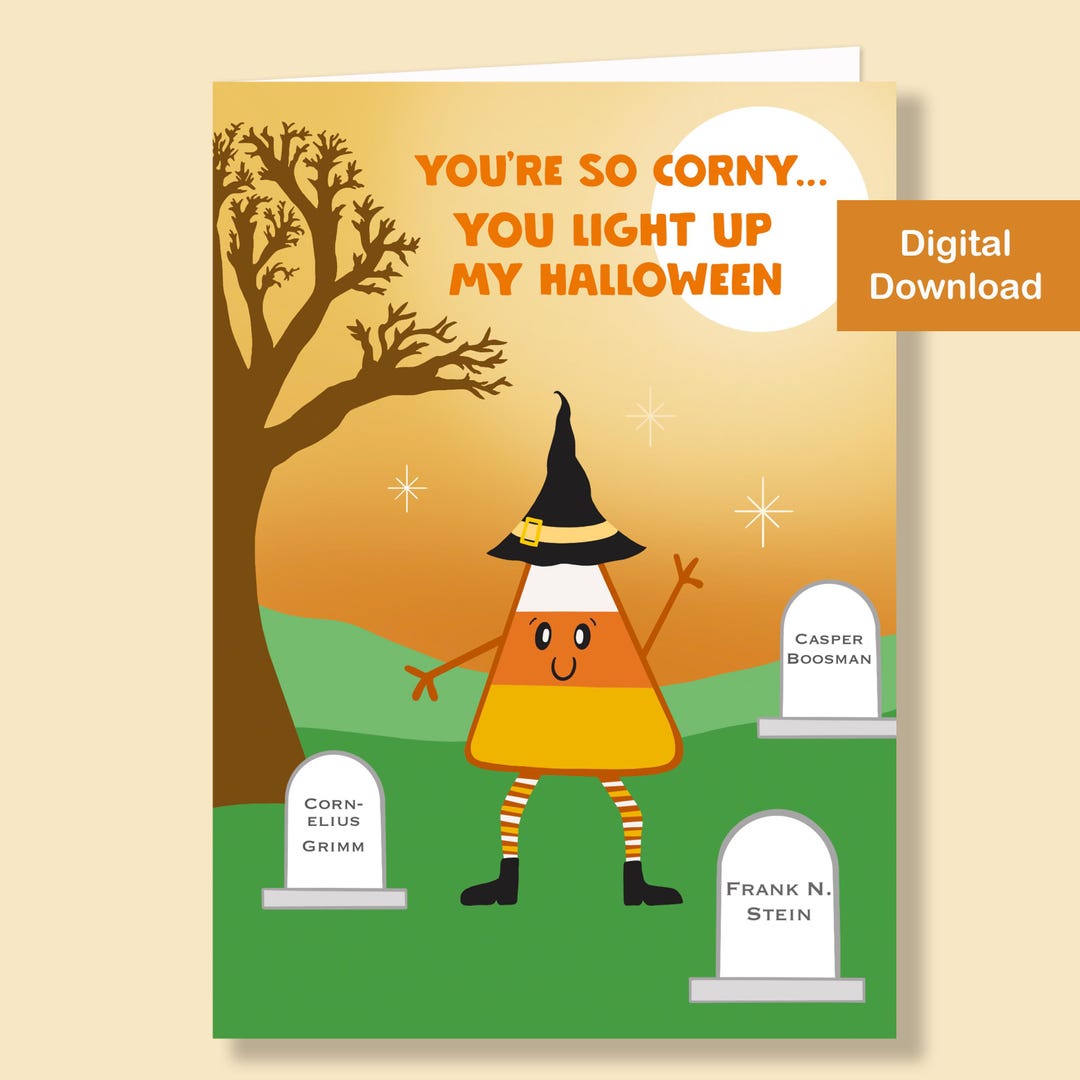 Funny Halloween Card: Candy Corn Graveyard - Printable PDF (digital ...