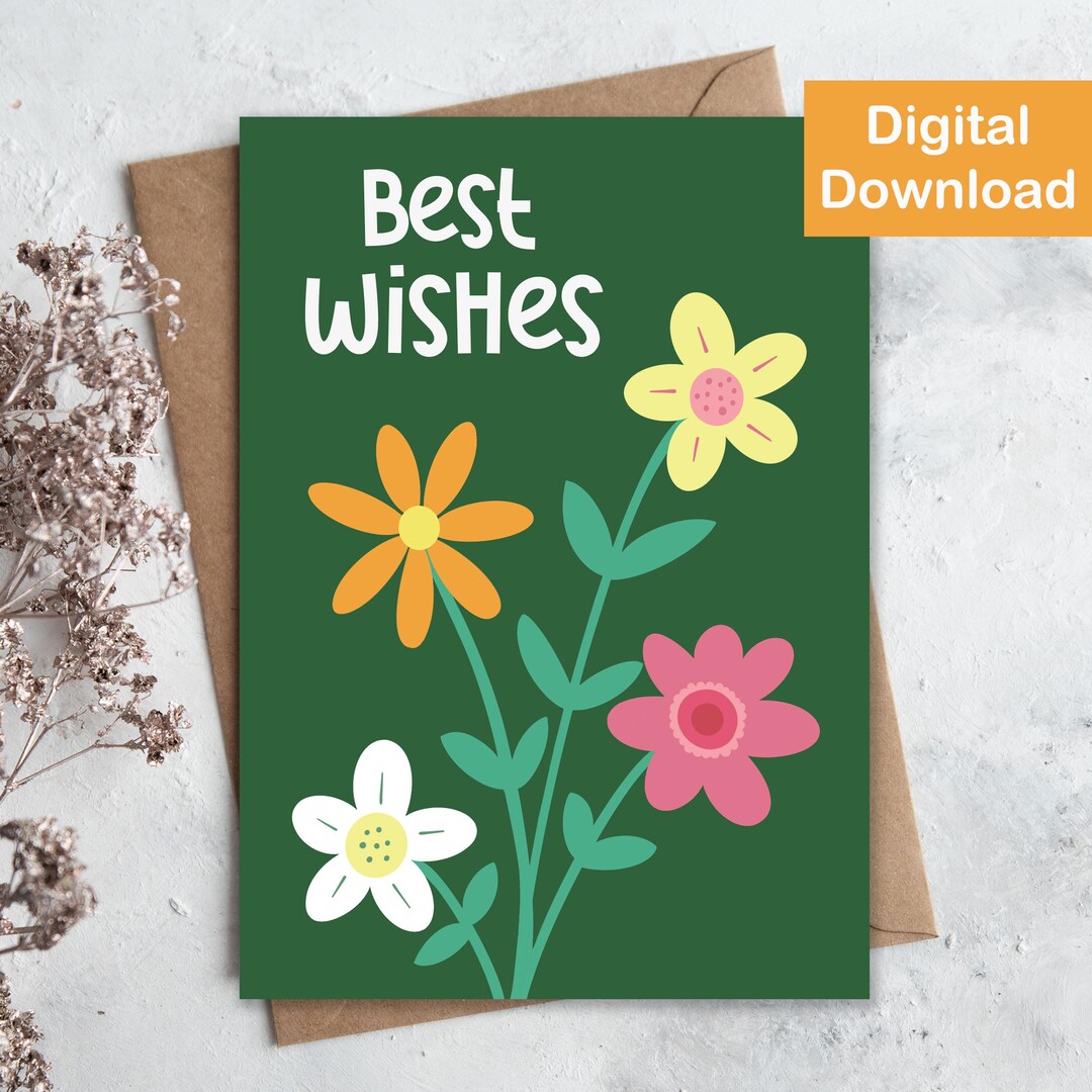 Printable Best Wishes Card - Instant Digital Download - Send Best ...