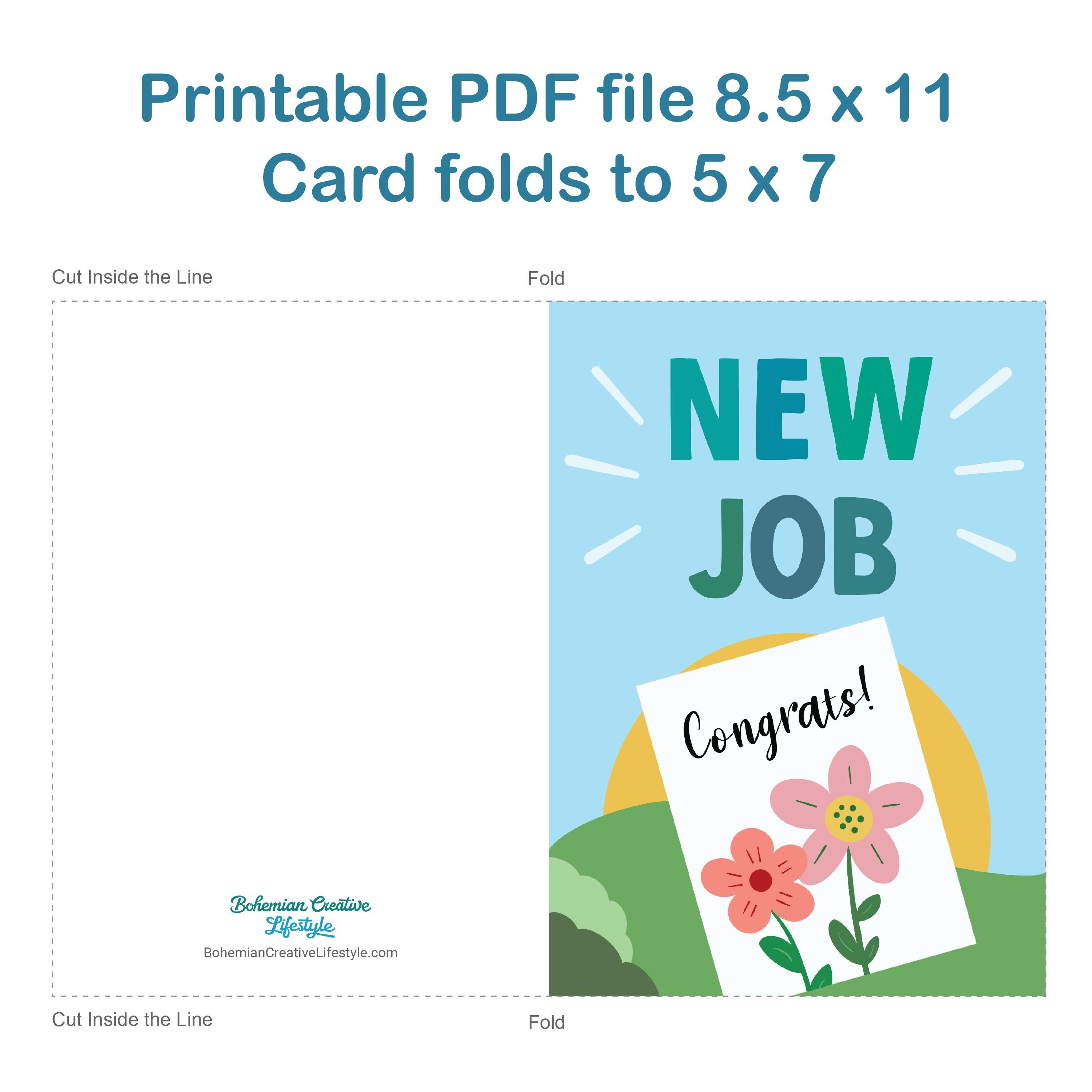 Printable Congratulations on New Job Card - Instant Digital Download ...