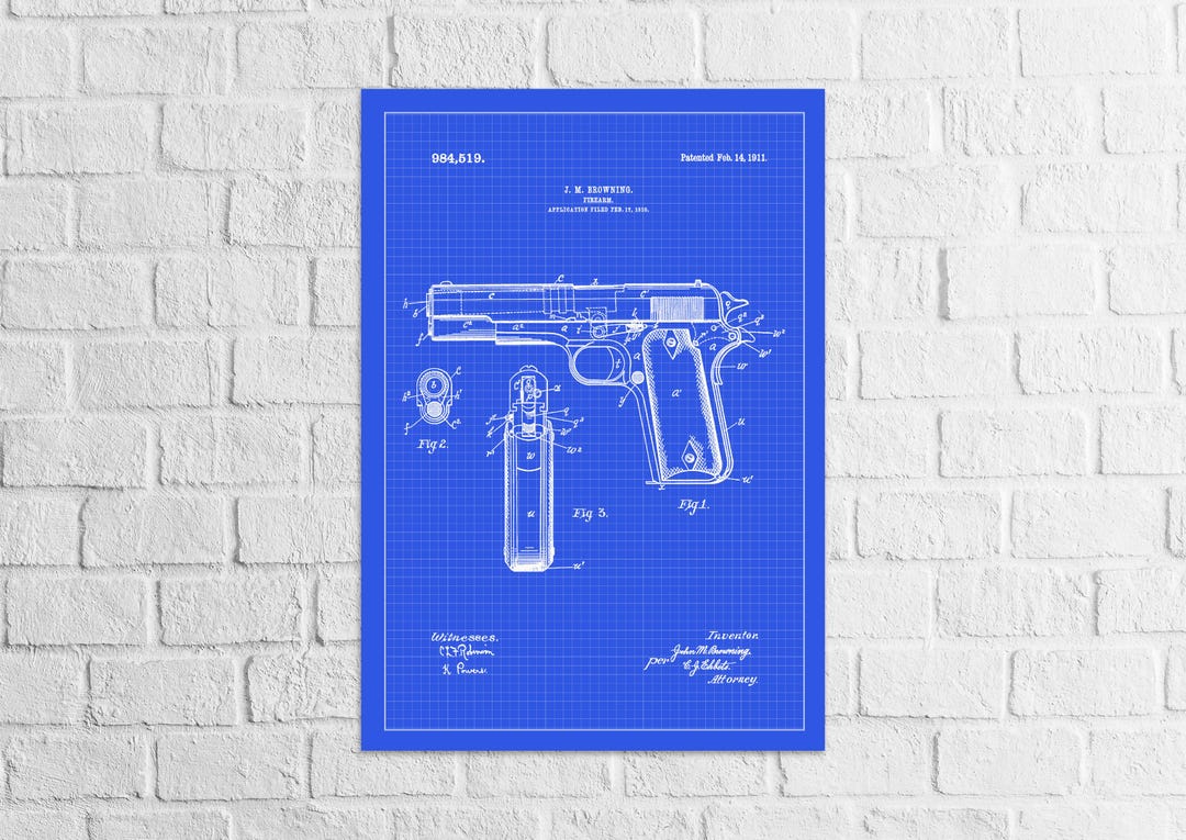 Firearm Poster Firearm Patent Art Firearm Poster Blueprint Wall Art ...
