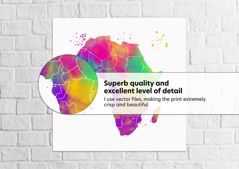 Africa Map Africa Map Poster Africa Watercolor Framed or Unframed Print ...