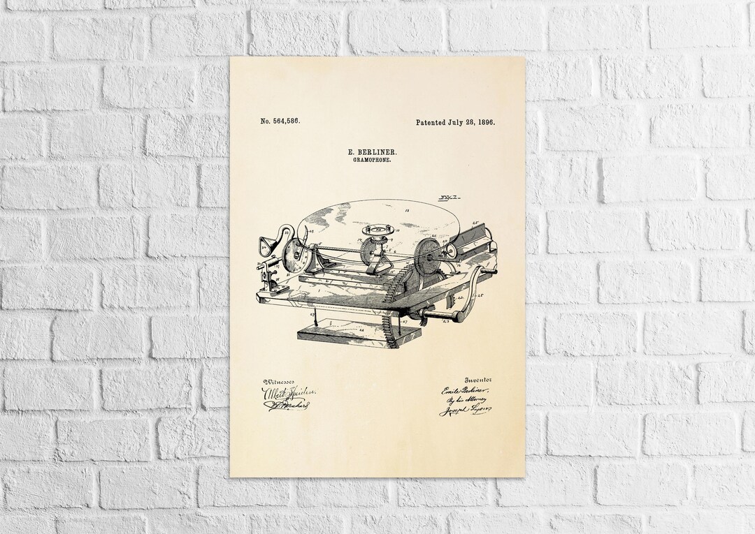 Vinyl Player Poster Gramophone Patent Print Gifts for Music Lovers ...