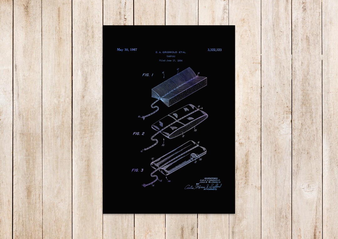 Tampons Poster Tampons Patent Bathroom Wall Decor Blueprint Posters ...