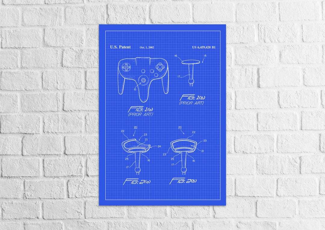 Game Console Controller Joystick Patent Poster Blueprint Posters Wall ...