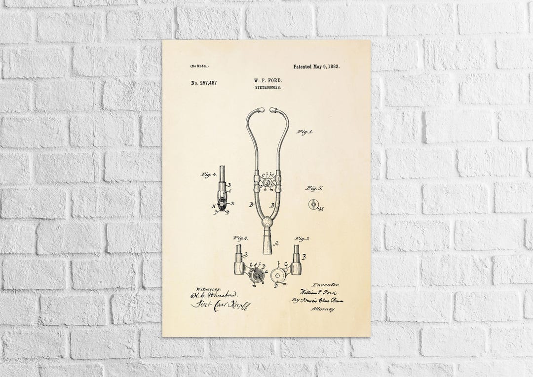 Stethoscope Poster Stethoscope Patent Art Blueposter Wall Art Wall ...