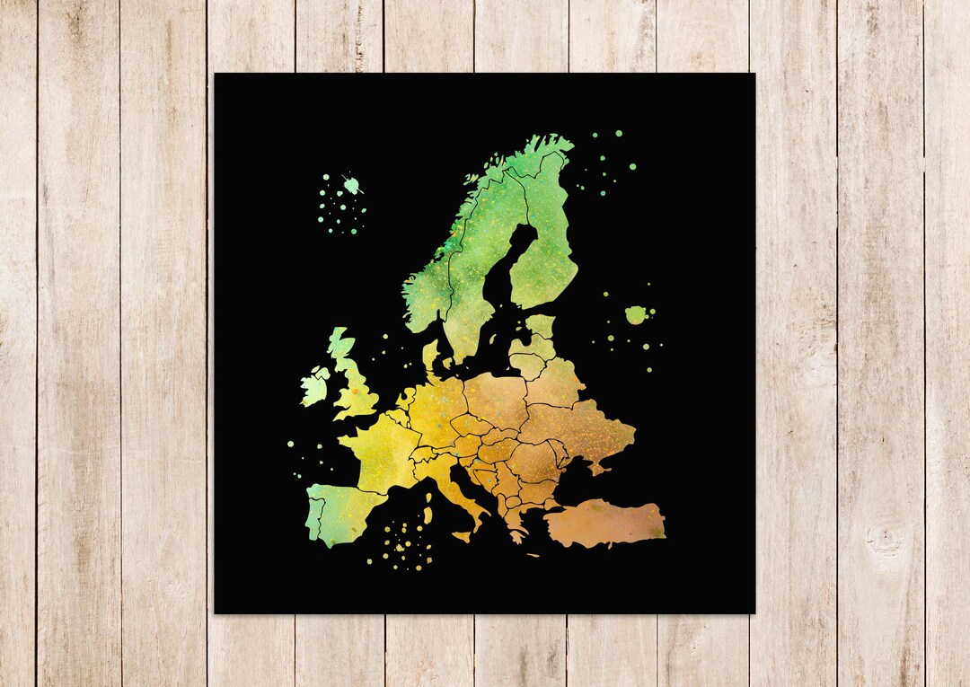 Europe Watercolor Poster Europe Map Map Wall Decor Europe Map Print ...