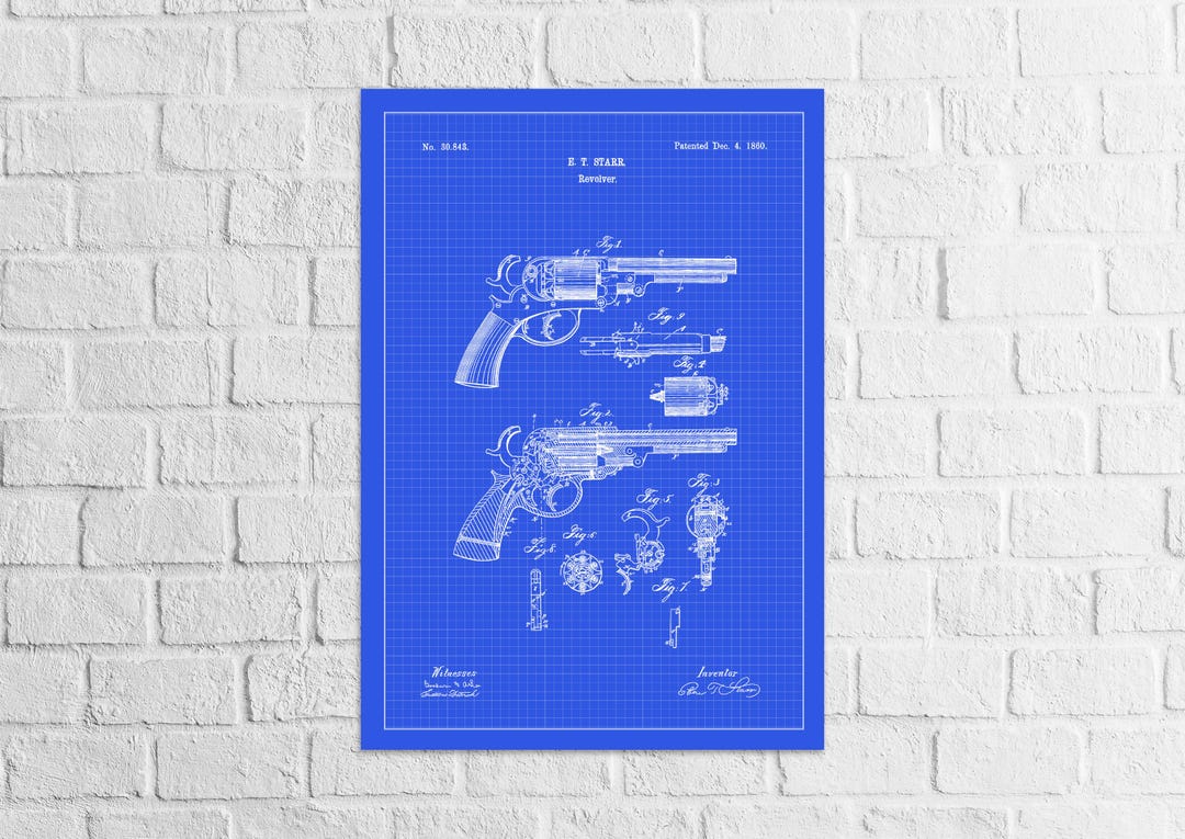 Revolver Poster Revolver Patent Art Revolver Poster Blueprint Wall Art ...