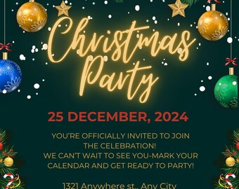 Christmas Party Invitation, Digital, Printable and Editable ,video and ...