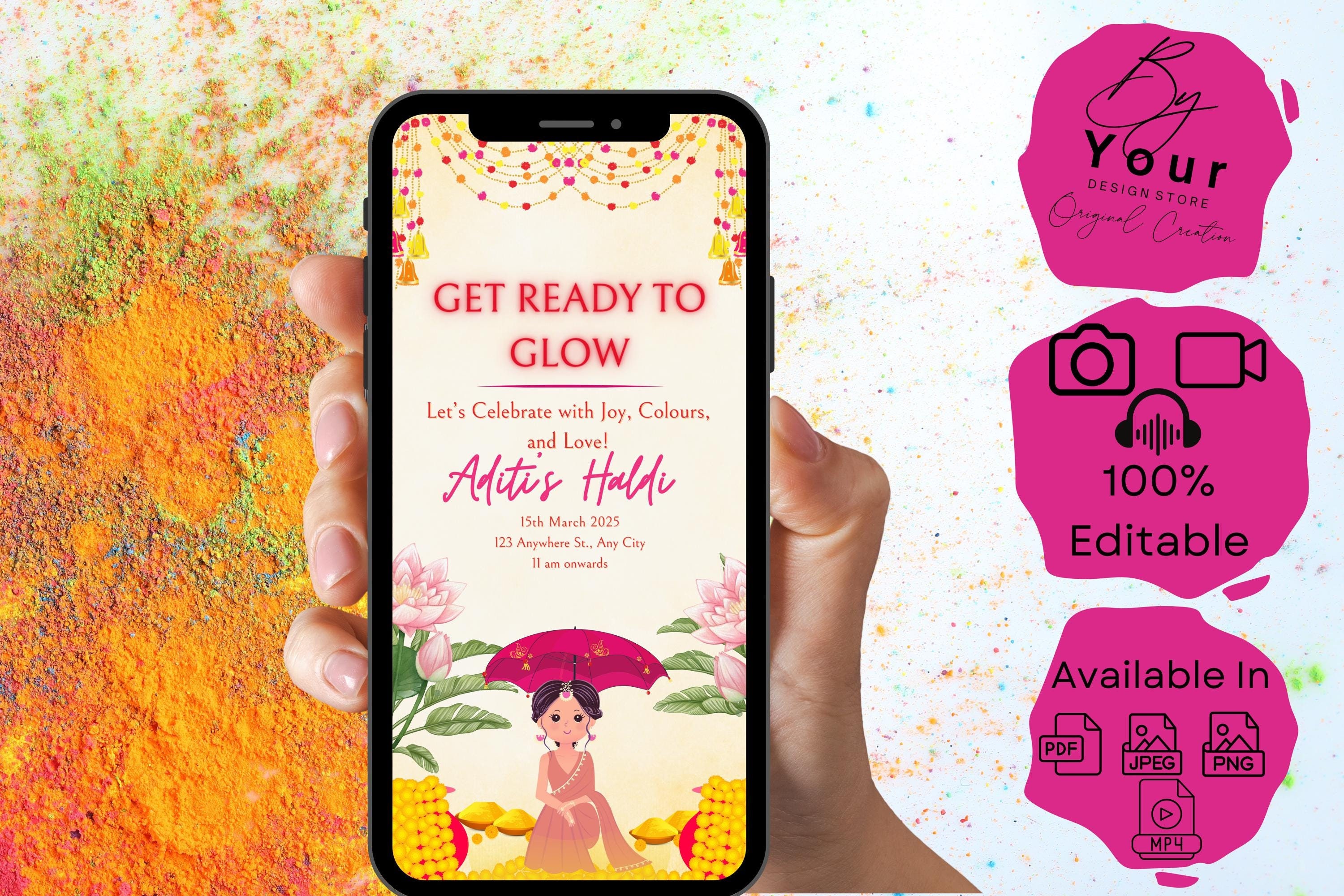 Haldi Ceremony Invitation Mayian, Pre Wedding Ceremony, Pithi, Ubtan ...