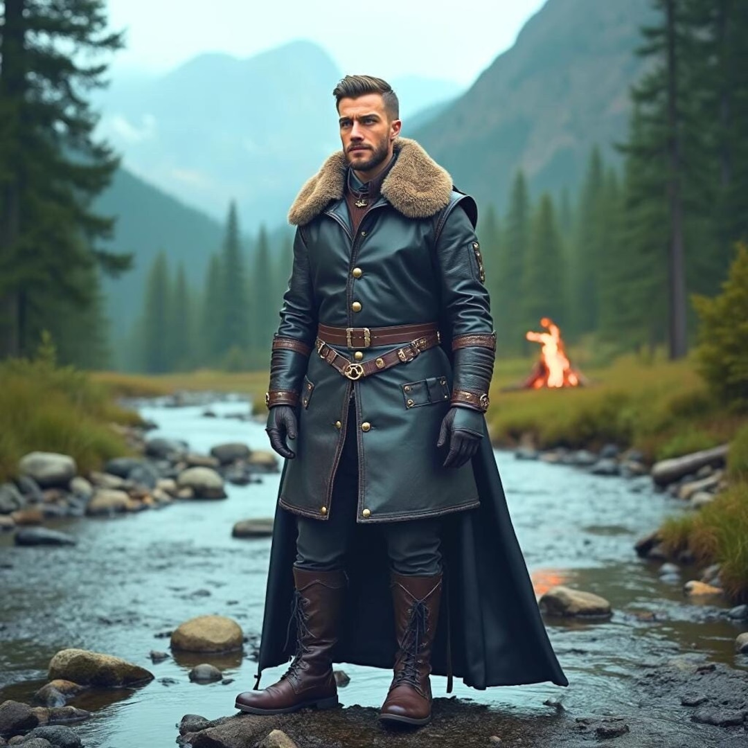 Leather Trench Coat, Viking-inspired Long Warrior Coat/ Medieval Nordic ...