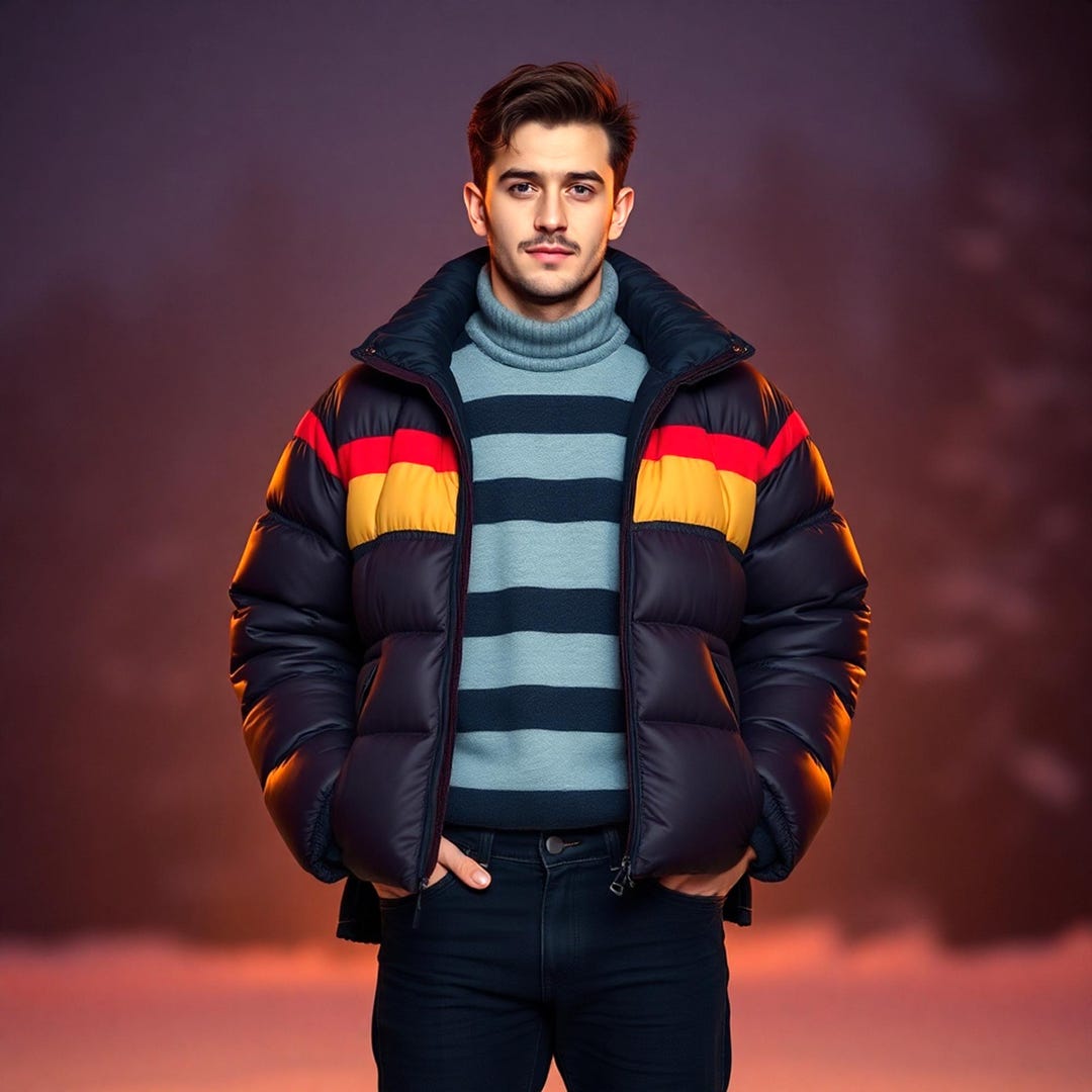 Unisex Jacket, Rainbow Puffer Jacket, Retro Street Wear Jacket, Women ...