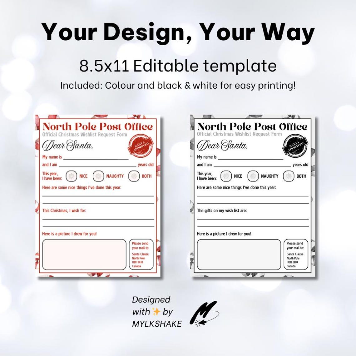 Santa Letter Template, North Pole Mail, Christmas Wishlist Printable ...