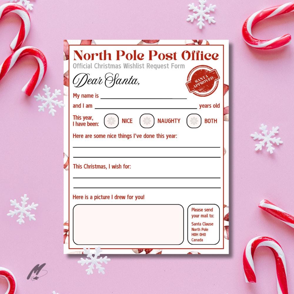 Santa Letter Template, North Pole Mail, Christmas Wishlist Printable ...