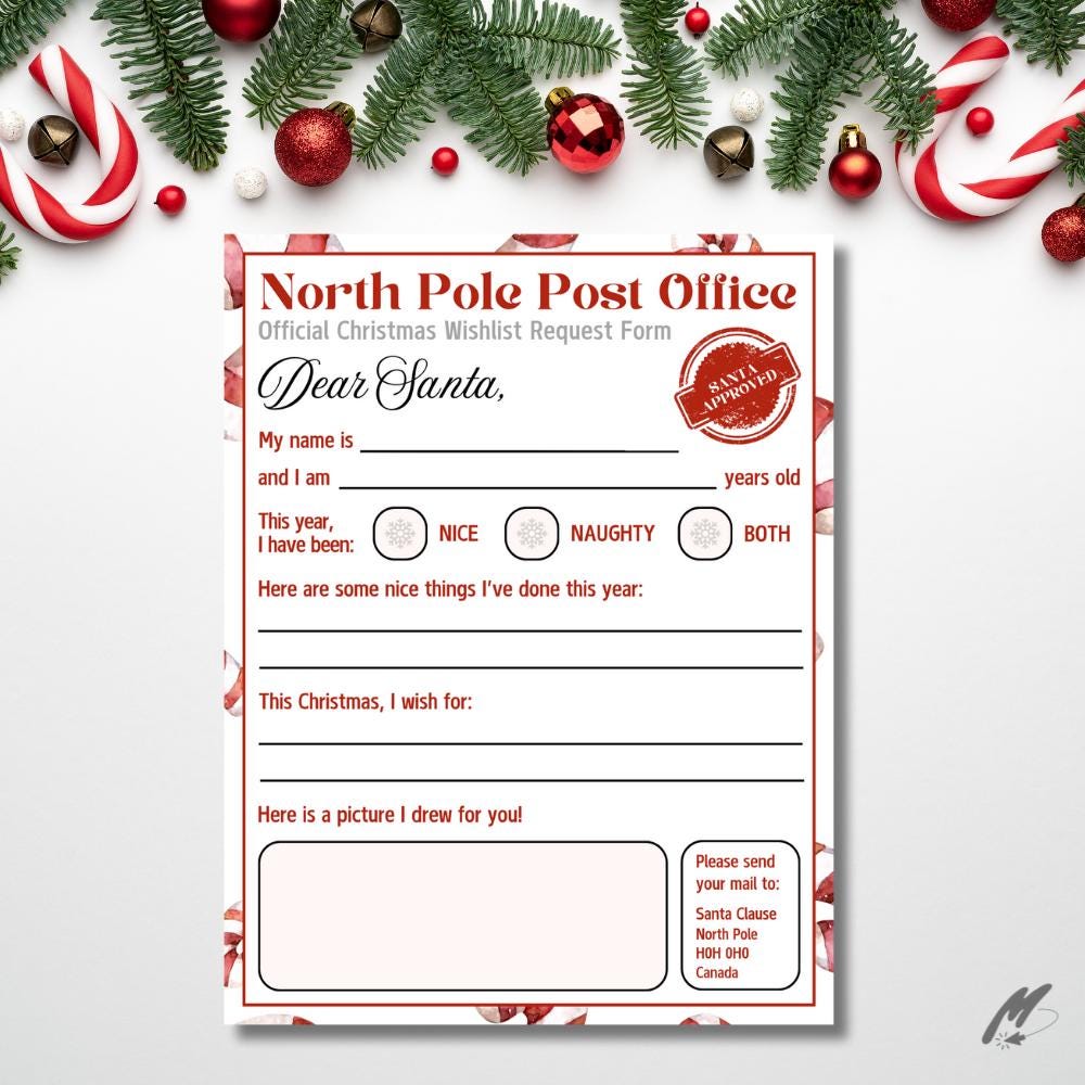 Santa Letter Template, North Pole Mail, Christmas Wishlist Printable ...