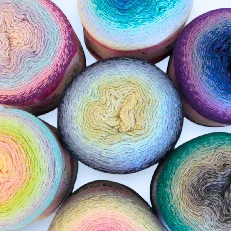 Gradient Cotton Acrylic Yarn Cake, Fingering Weight, Shawl & Crochet ...